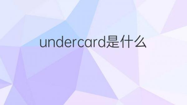 undercard是什么意思 undercard的翻译、中文解释 – 下午有课